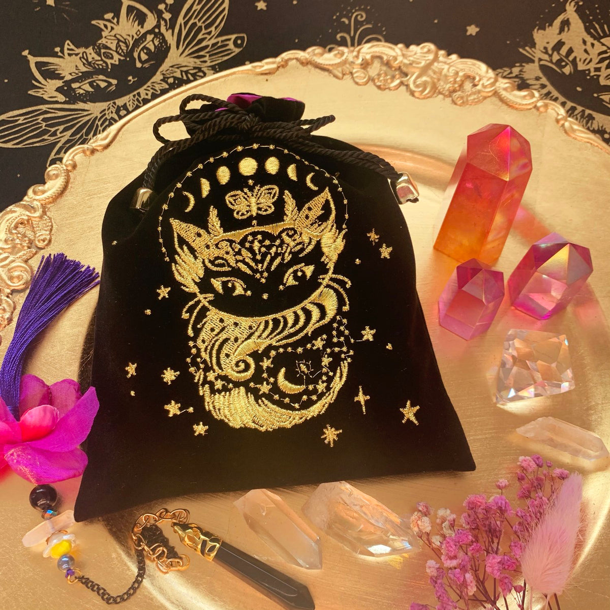 Moon Cat Oracle Deck Pouch for Spirit and Witch Cats Decks by Nicole P ...