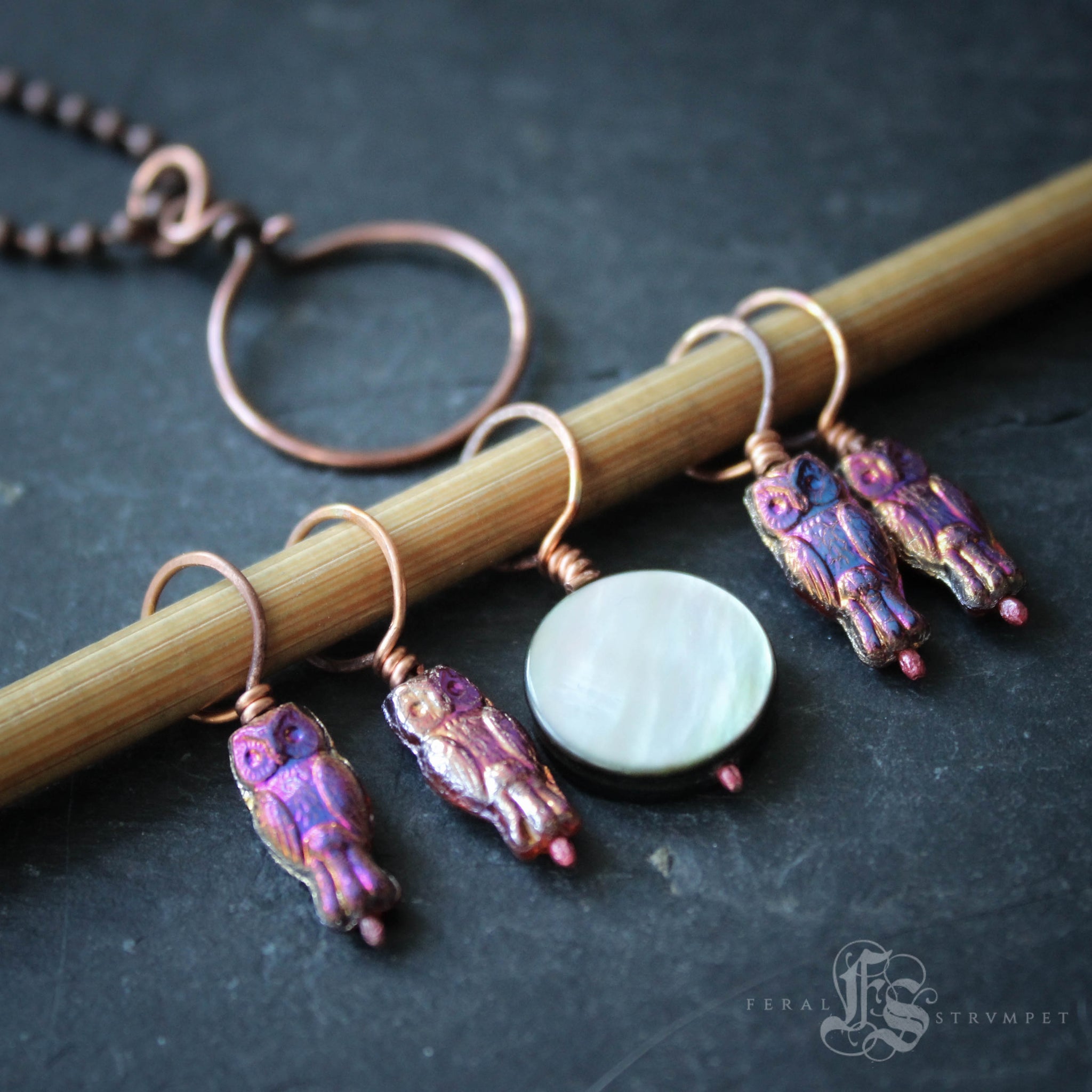 Parliament of Owls Stitch Marker Necklace Set, Bright Version – Feral ...