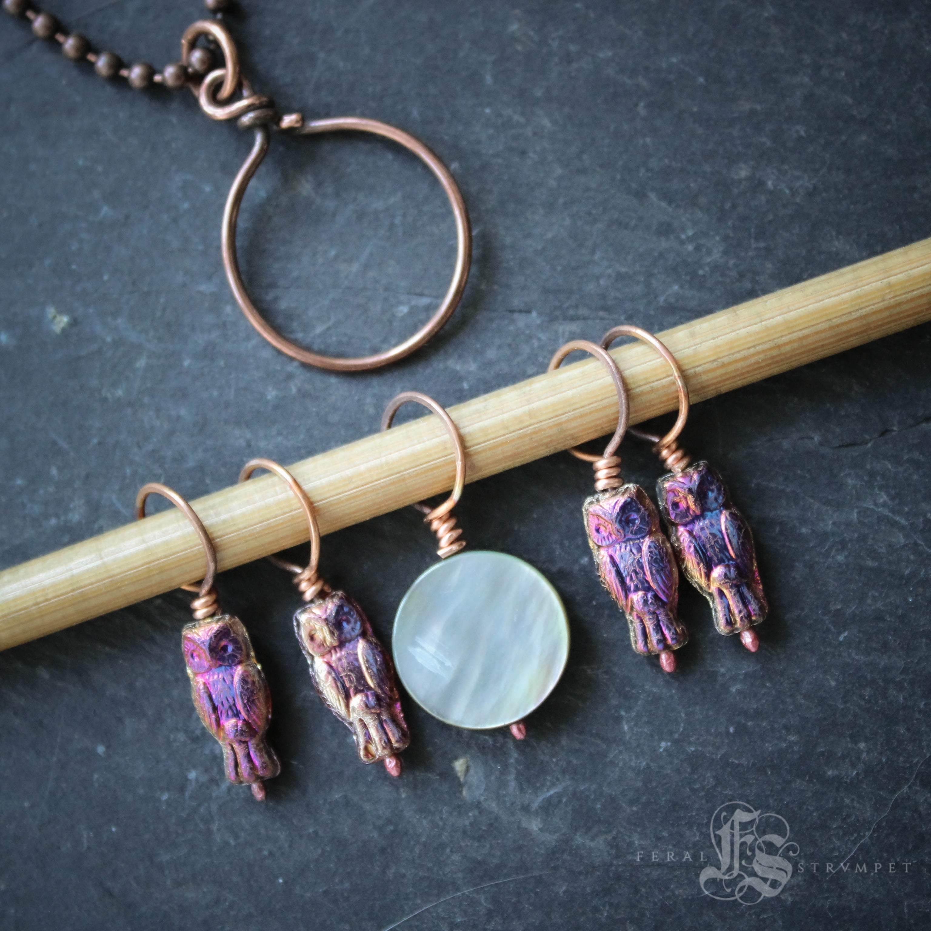 Parliament of Owls Stitch Marker Necklace Set, Bright Version – Feral ...