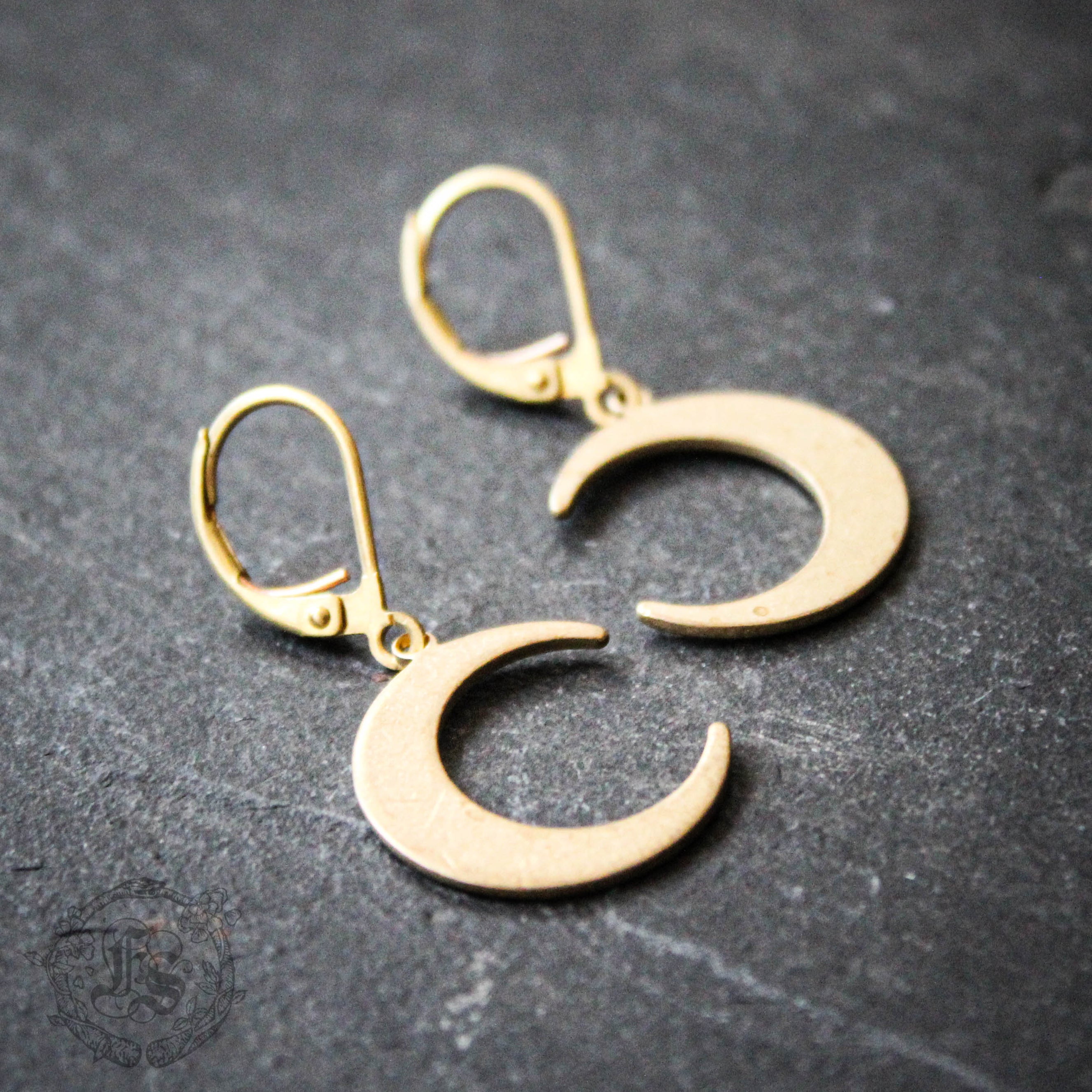 Petite Brass Moon Earrings – Feral Strumpet
